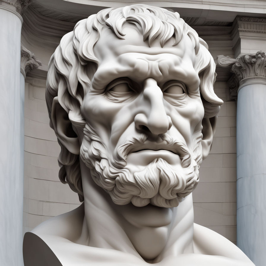 Monumento de la cabeza del filósofo seneca con cuerpo fornid... by ...