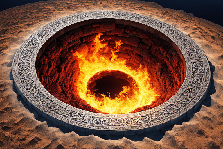 Make an illustration of a hole in which there is the fire of... by eS ...