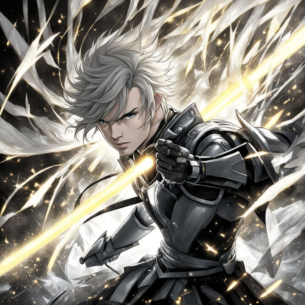 Create an image of Sam Worthington as a warrior of light wit... by ...