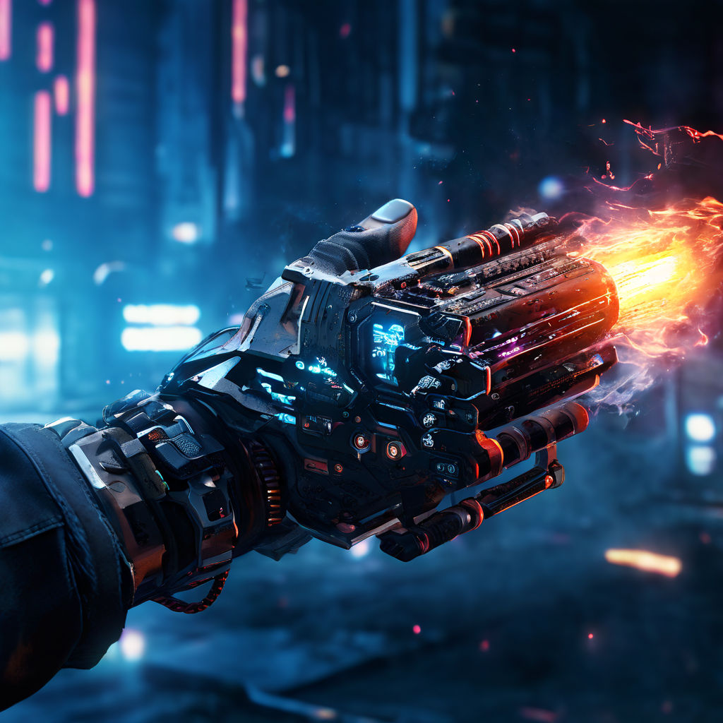 Cyberpunk grid weapon gripped in a hand by 電子工程系建工胡清琳 - Playground