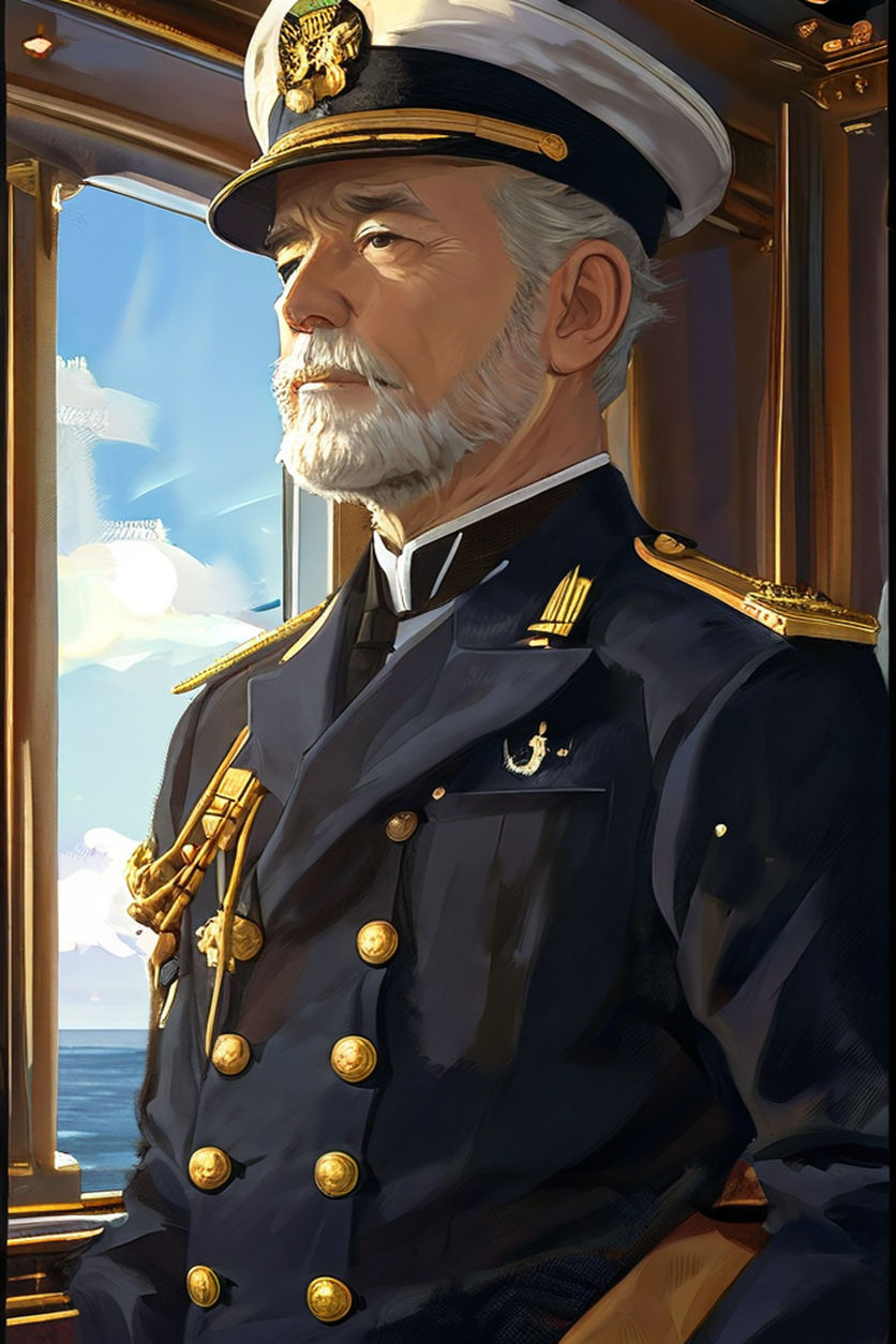 1912 titanic Captain Edward Smith in his full naval uniform by ...