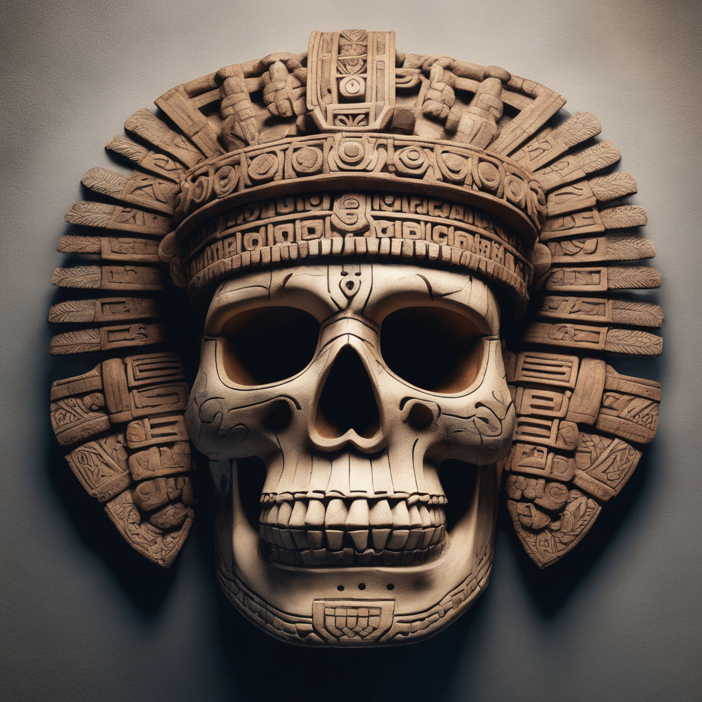 Realiztic Photograph of an ancient aztec skull mask. a Mesoa... by ...