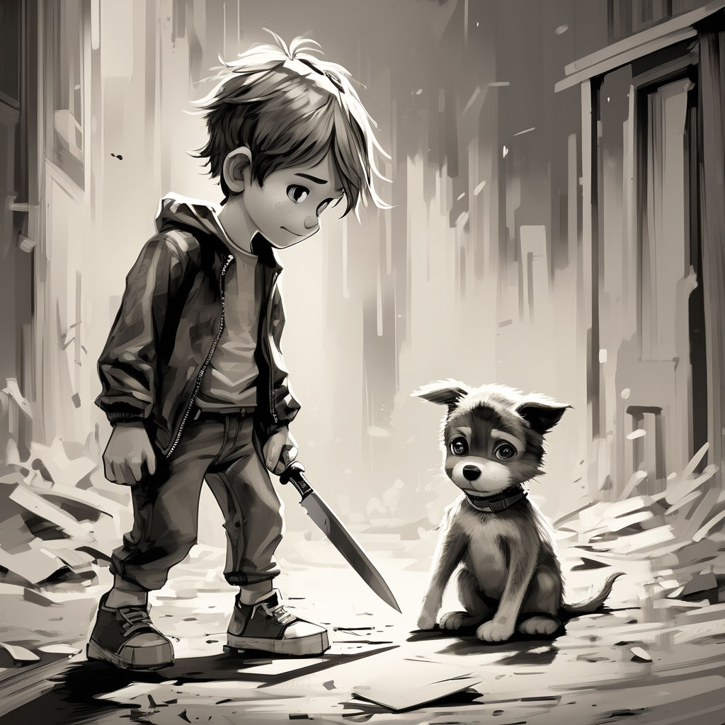 Create a boy with scratches coming to his friend and in his ... by ...