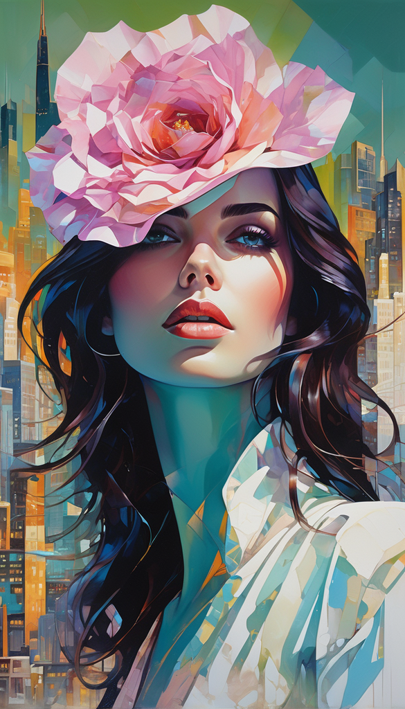 Gradient Abstract female character art impasto oil painting by ...