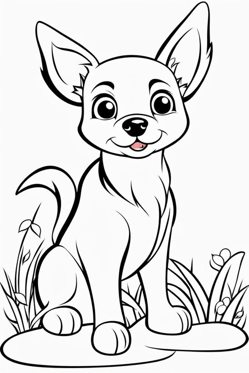 Drawing a Dog in cartoon style for kids without coloring. Th... by ...
