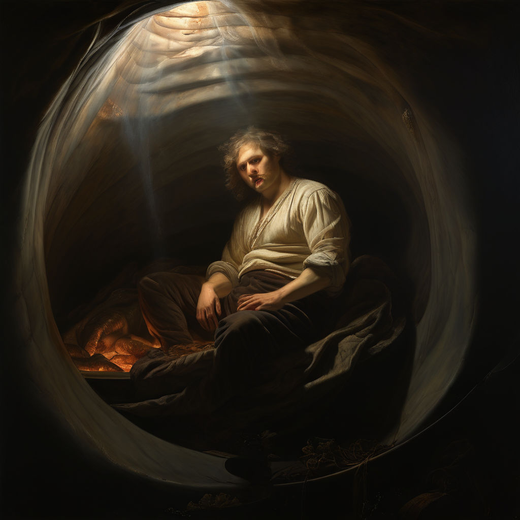 Jonah sitting inside the whale's belly by Joao Victor - Playground