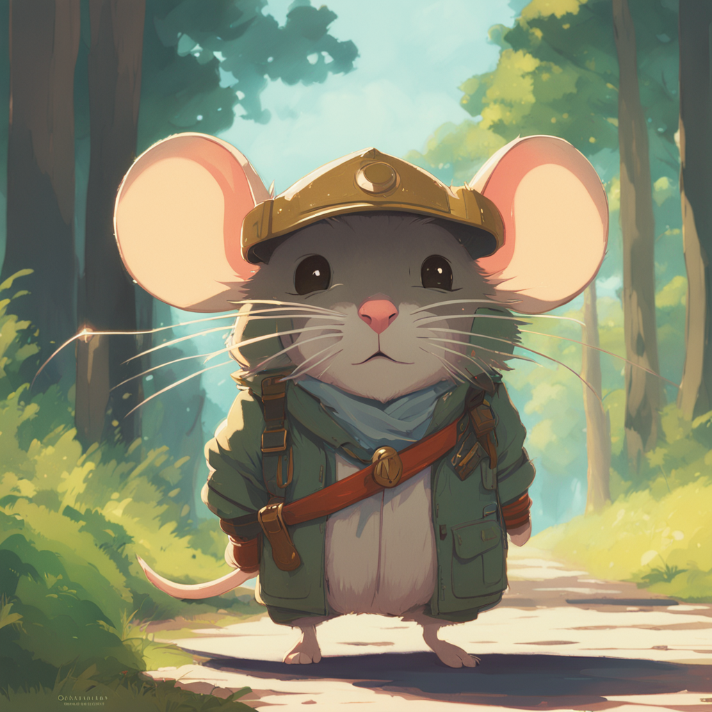 Mouse wearing adventurer front view by John Moro - Playground