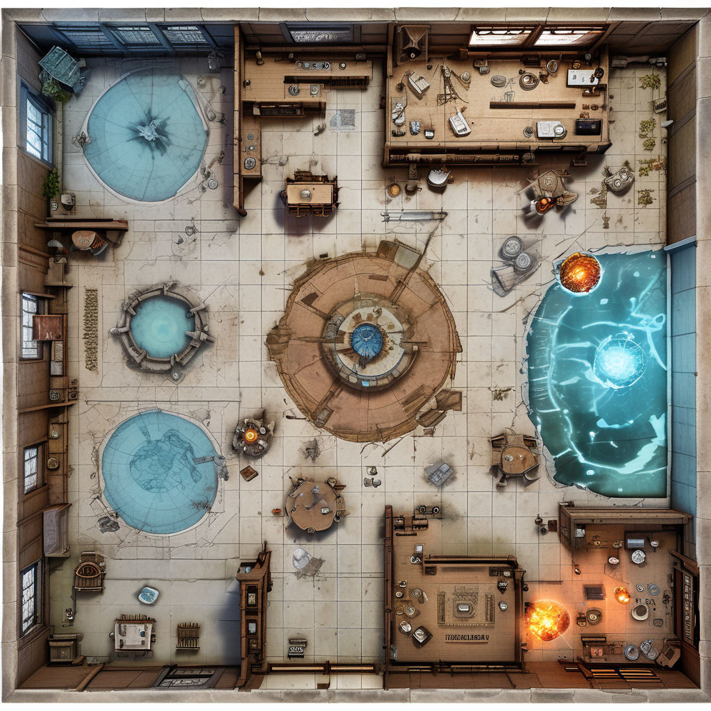 Top-down view of an abandoned laboratory battlemap for Dunge... by mike ...