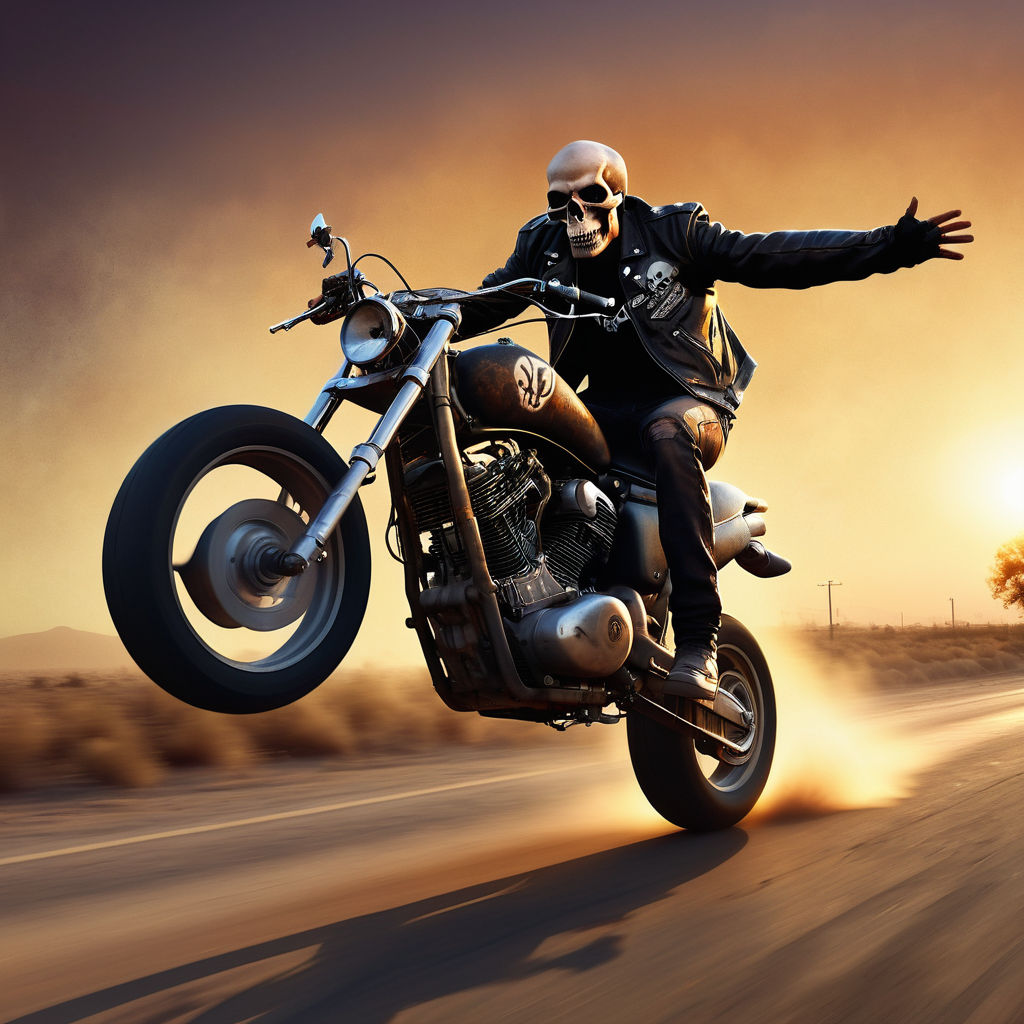 Biker performing a wheelie by tim parratt - Playground