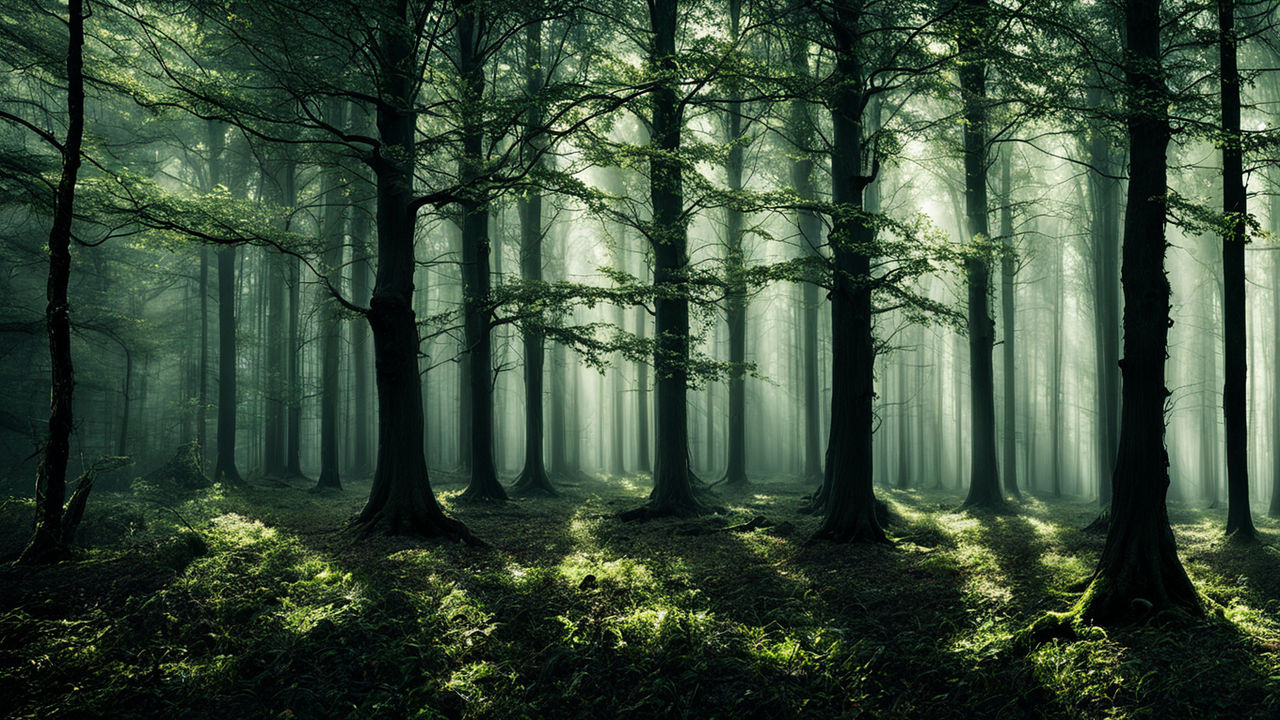 An enchanted forest landscape. Ethereal plants with large by Grand ...