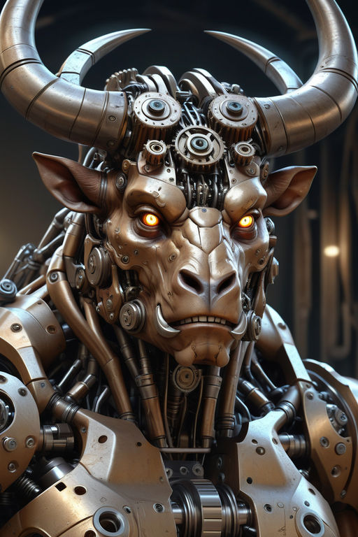 Minotaur hybrid with mechanical augmentations by art good - Playground