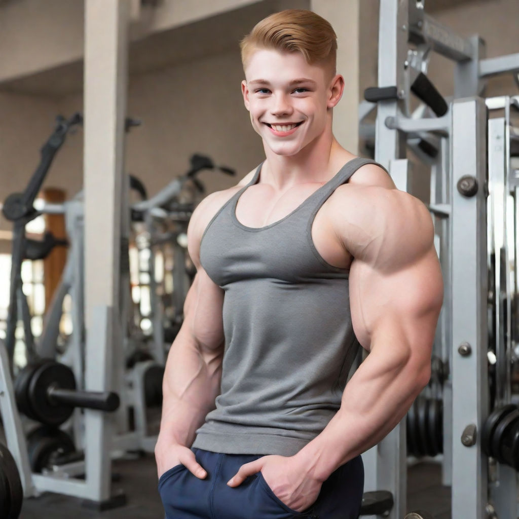 Handsome teen bodybuilder with big pectorials and athletic l... by ...
