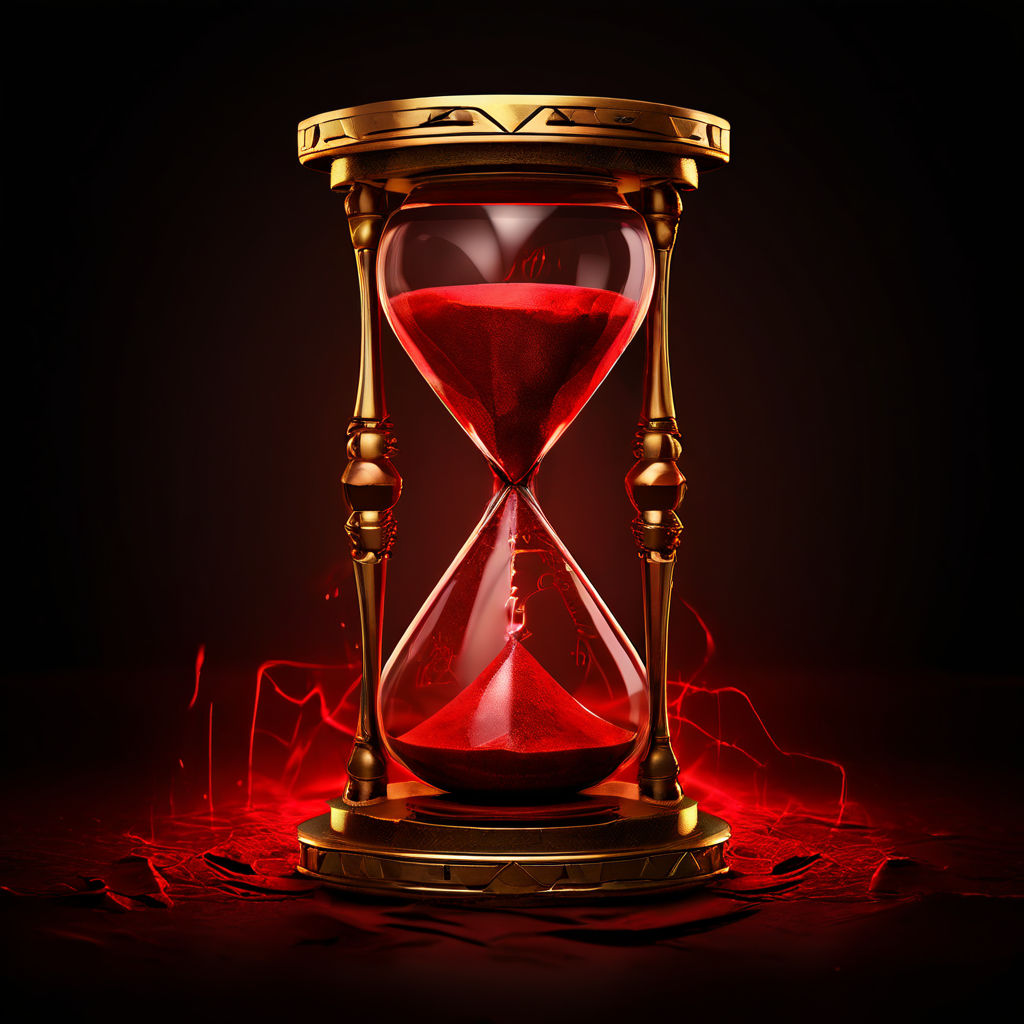 Create a red hourglass in 2d red hourglass and the gold tri... by jiya ...