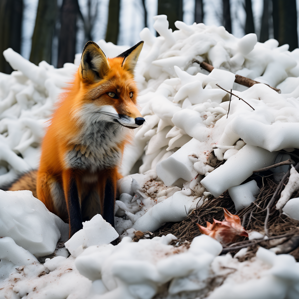 Fox eating trash by Miroslav Tomasovic - Playground