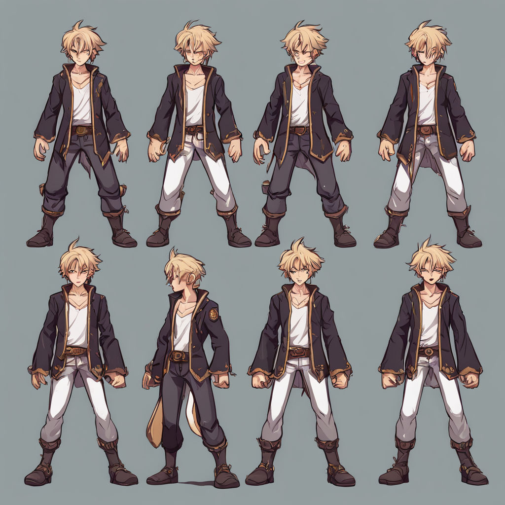 Sprite sheet 2d male anime fantasy character full body anima... by ...
