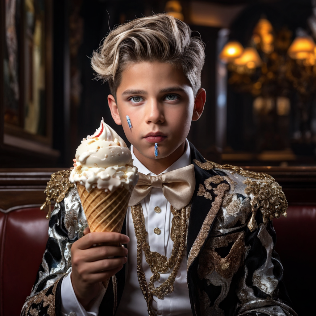 Spoiled rich boy indulging in ice cream by yanil 2309 - Playground