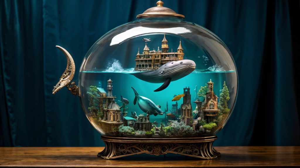 Tail of whale up of ocean. steampunk the whale is inside a f... by Fun ...