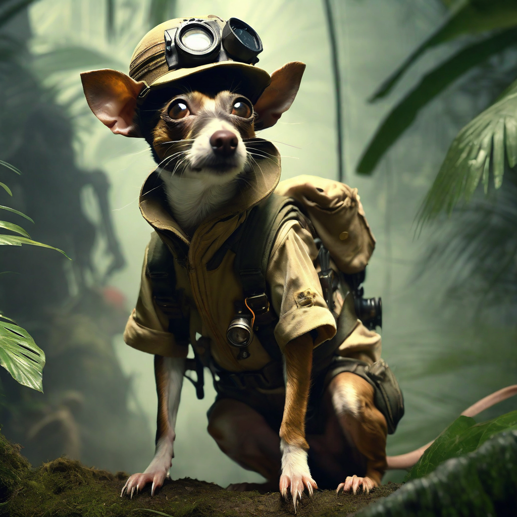 A brown rat terrier dressed as a jungle explorer by AdultSwim 35 ...