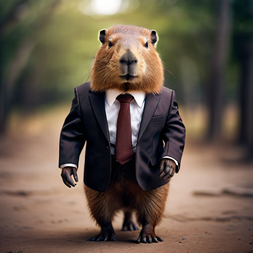 A capybara walking in a suit. A full-body capybara in a suit... by dyeo ...