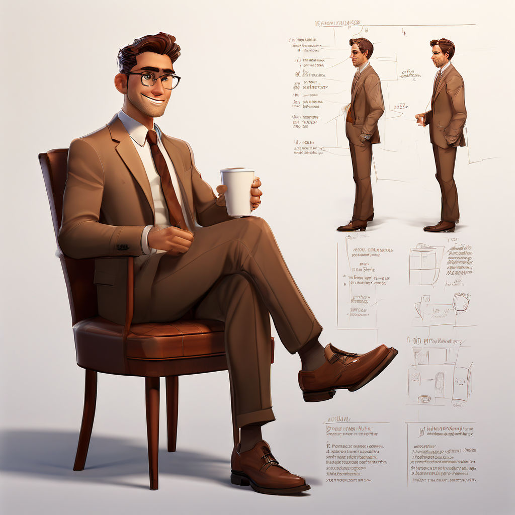 Character sheet of a 30 years old man sitting on tall chair by ZAID ...