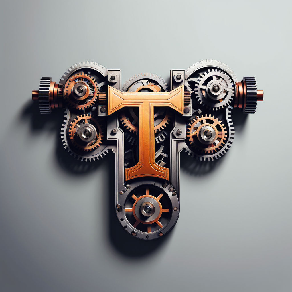 A mechanical logo in the shape of a T by Auz Bear - Playground
