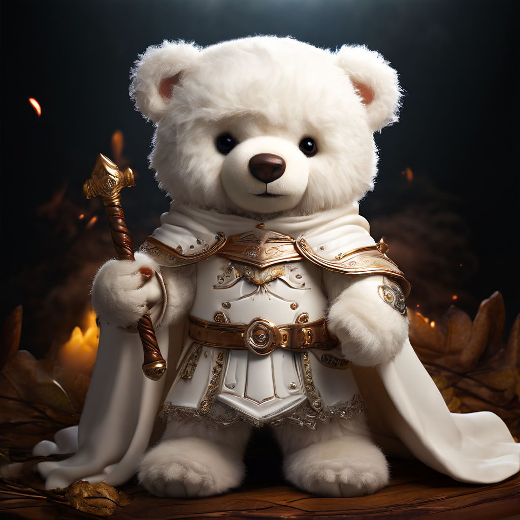 White cute teddy bear knight by Александр Меркушев - Playground