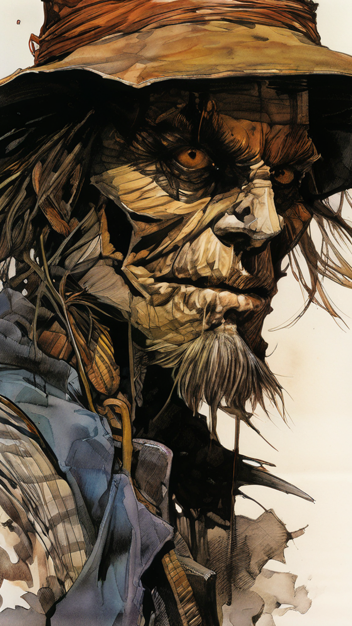 A pen and ink and watercolor drawing by Bernie Wrightson of ... by ...