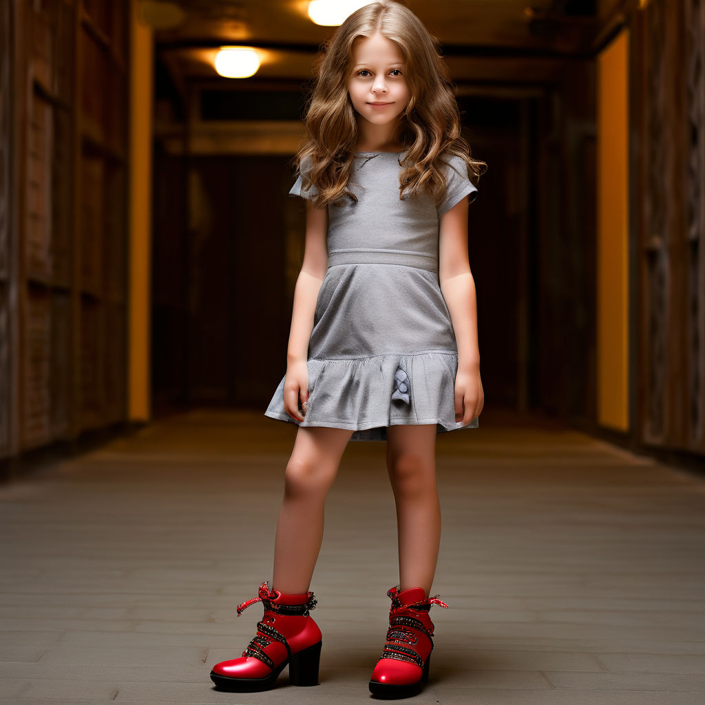 Preteen girl wearing platform high heels by Mark Semenov - Playground
