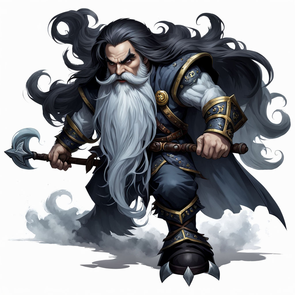 Dnd dark smokey ghost of a dwarf with black beard and long h... by Egil ...