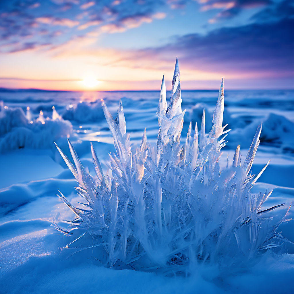 Ice spikes protruding sharply from a frozen landscape by Juan Fernando ...