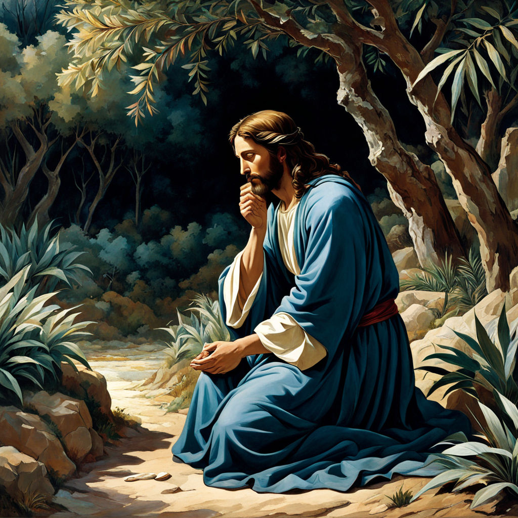 Jesus christ in the garden of gethsemane. Intensified prayer... by ...