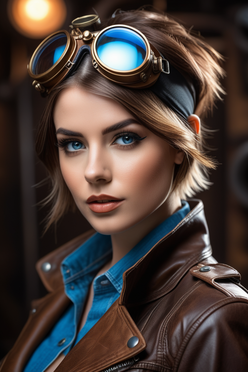 Portrait of an extremely gorgeous young atompunk woman by Kastellen ...