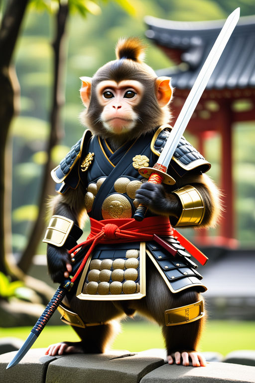 A Monkeys in Samurai Armor Holding a sword by Gumba Bumba - Playground