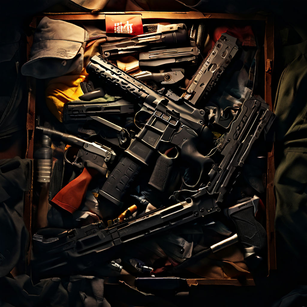 Assorted firearms and weapon parts cleverly concealed amongs... by ...