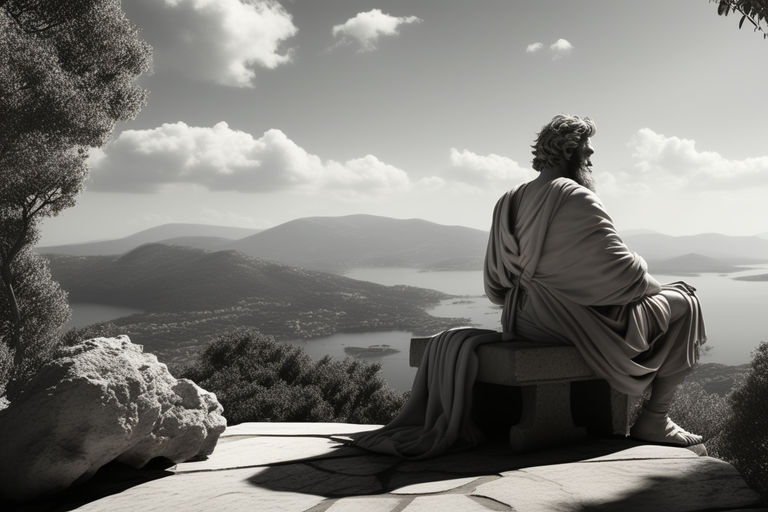Stoic greek philosopher admiring the landscape 8k by brando pitt ...