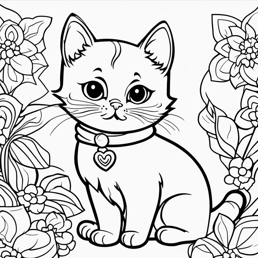 Cute cat image of coloring page for kids age of 3-6 by Badar Qadri ...