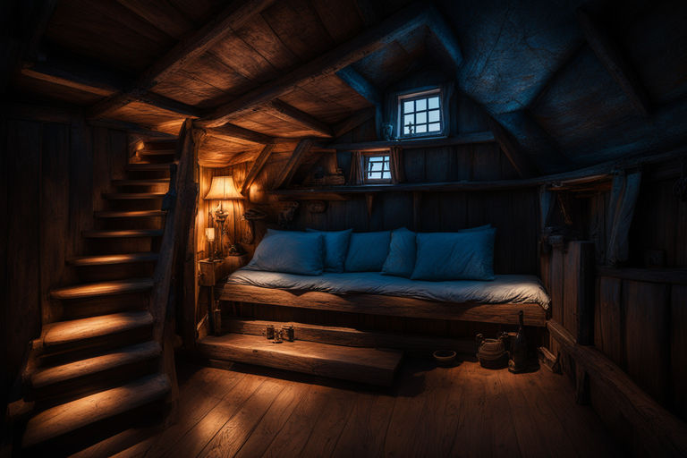 Wooden cabin of medieval ship. inside cabin by 李志豪 - Playground