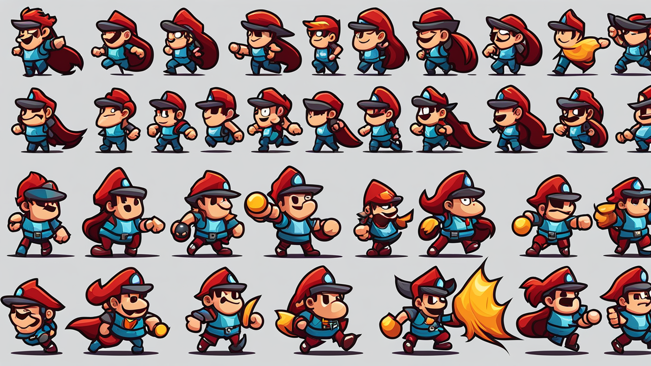2D platformer game character in a walking animation spritesh... by ...