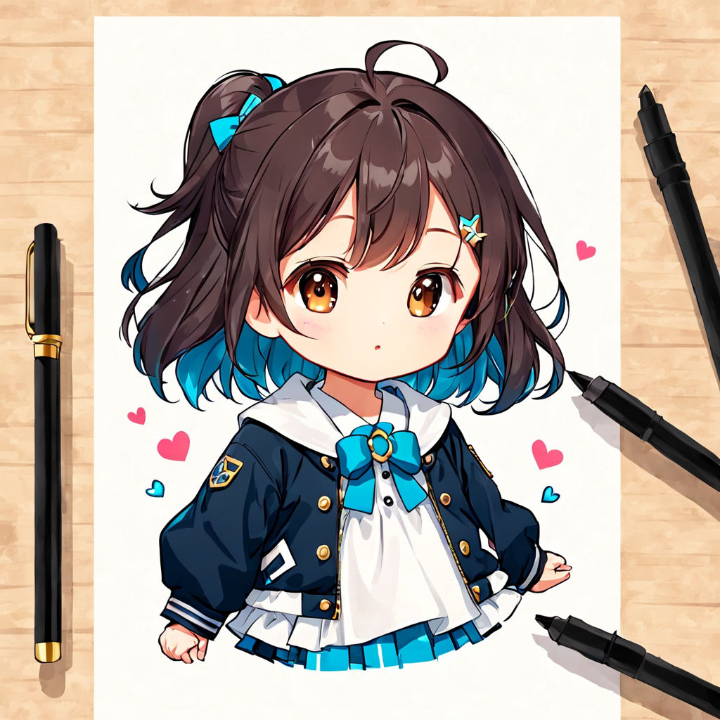 A cartoon illustration of a cute chibi girl(Looks younger) by ANUSARA ...