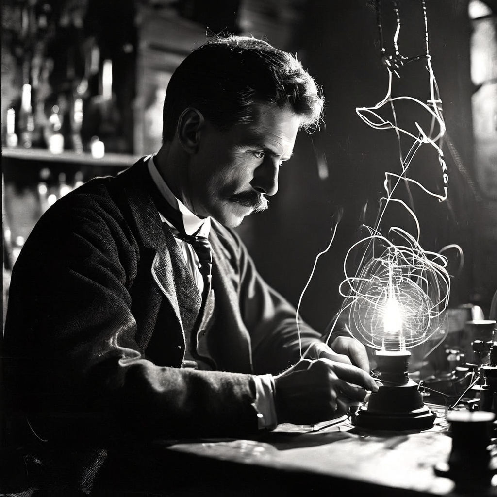 Nikola Tesla engrossed in an experiment inside his lab by khayrul islam ...
