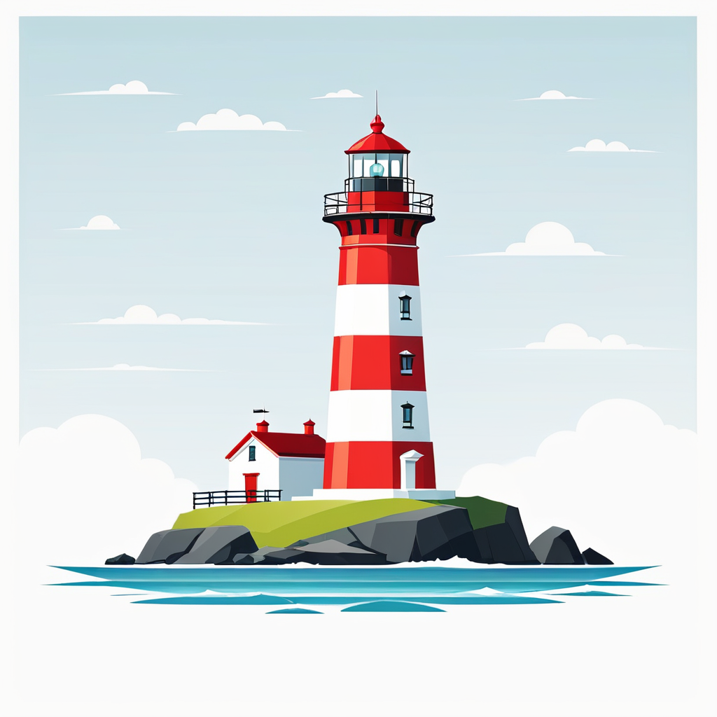 Flat lighthouse icon. Vector logo beacon. Cartoon Light hous... by 남 ...
