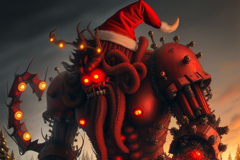 Giant gritty mechanical Cthulhu cyborg krampus by Dead - Playground