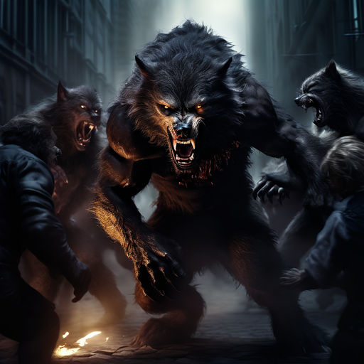 Group of werewolf werewolves fighting with humans who want t... by ...