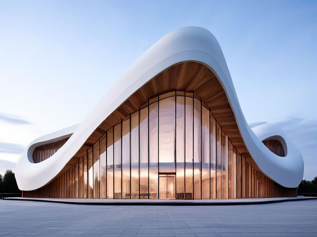 Building shaped like an open book with sleek white design an... by ...