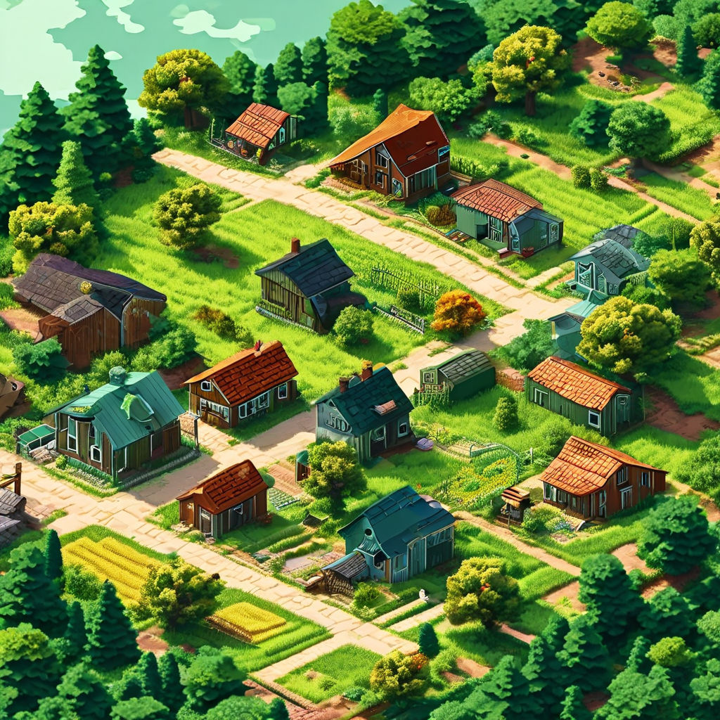 8-bit style village viewed from above by Dante Rosan - Playground