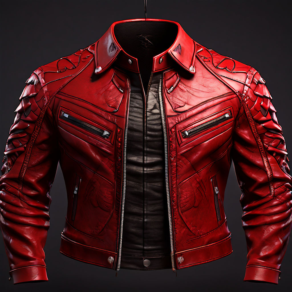 Red leather jacket(unique design) by Sophisticated Gamer - Playground