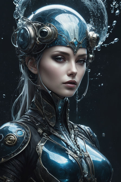 An adult female android from a water planet in a dark fantas... by Lando AI - Playground