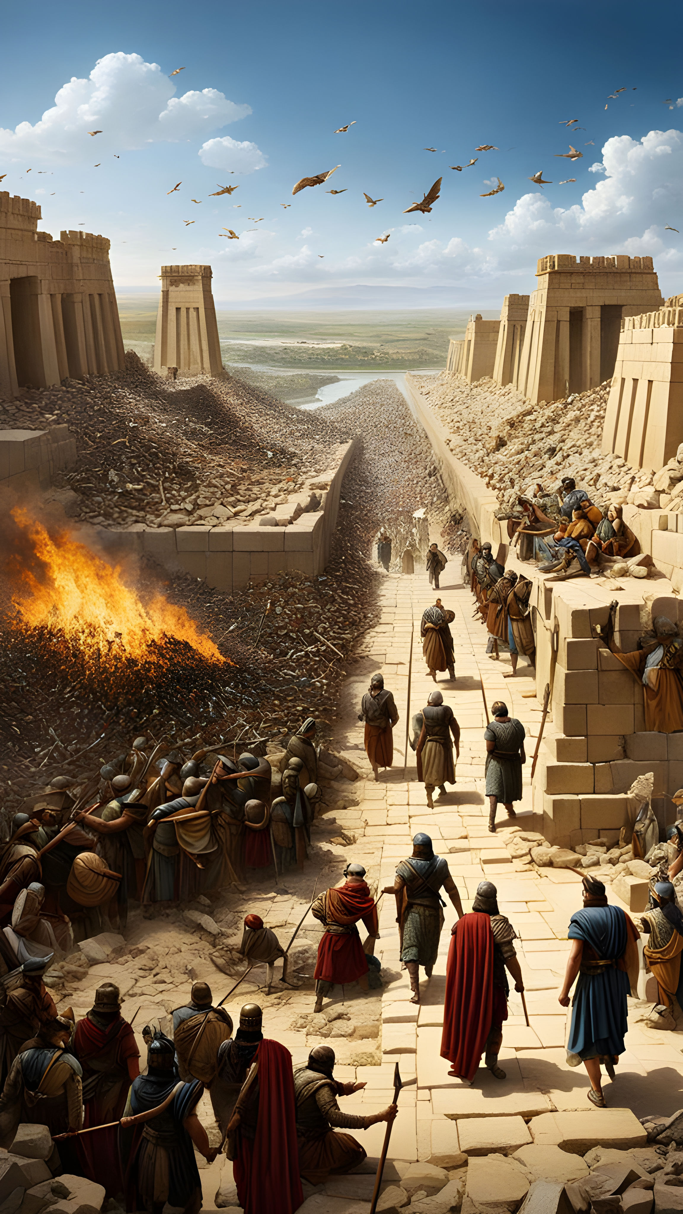 A dramatic scene depicting the fall of Sumer due to Elamite ... by ...