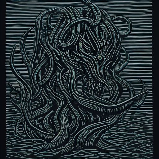 A beautiful linocut print of a lovecraftian Monster by Franç... by ...