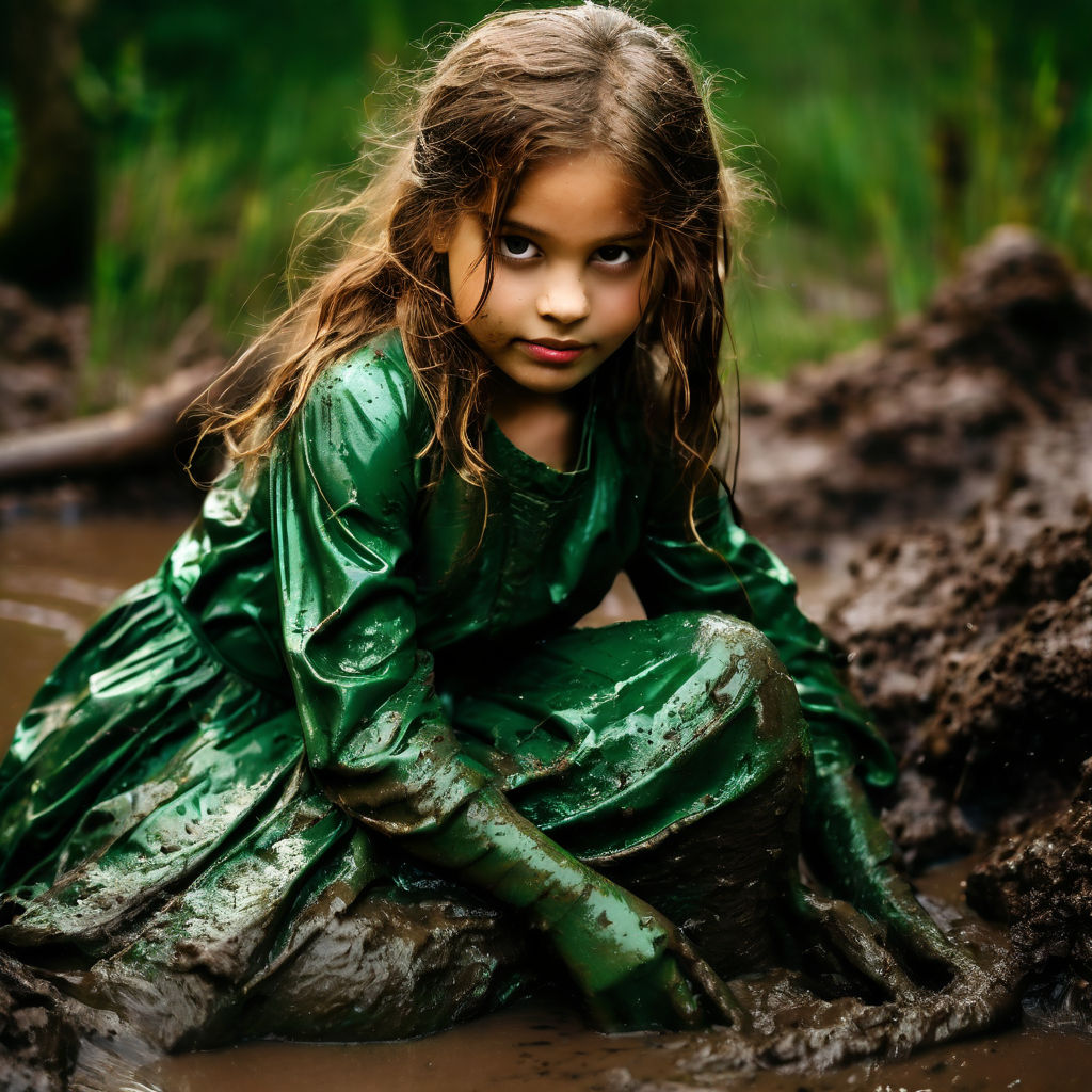 10 yo girl in emerald green silk long sleeved muddy prom dre... by ...